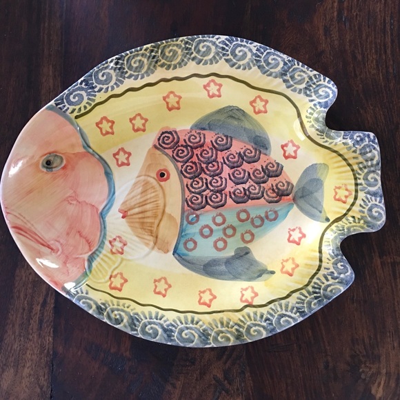 Dining | Italy Hand Painted 15 Platter Frowning Fish Shaped Serving ...